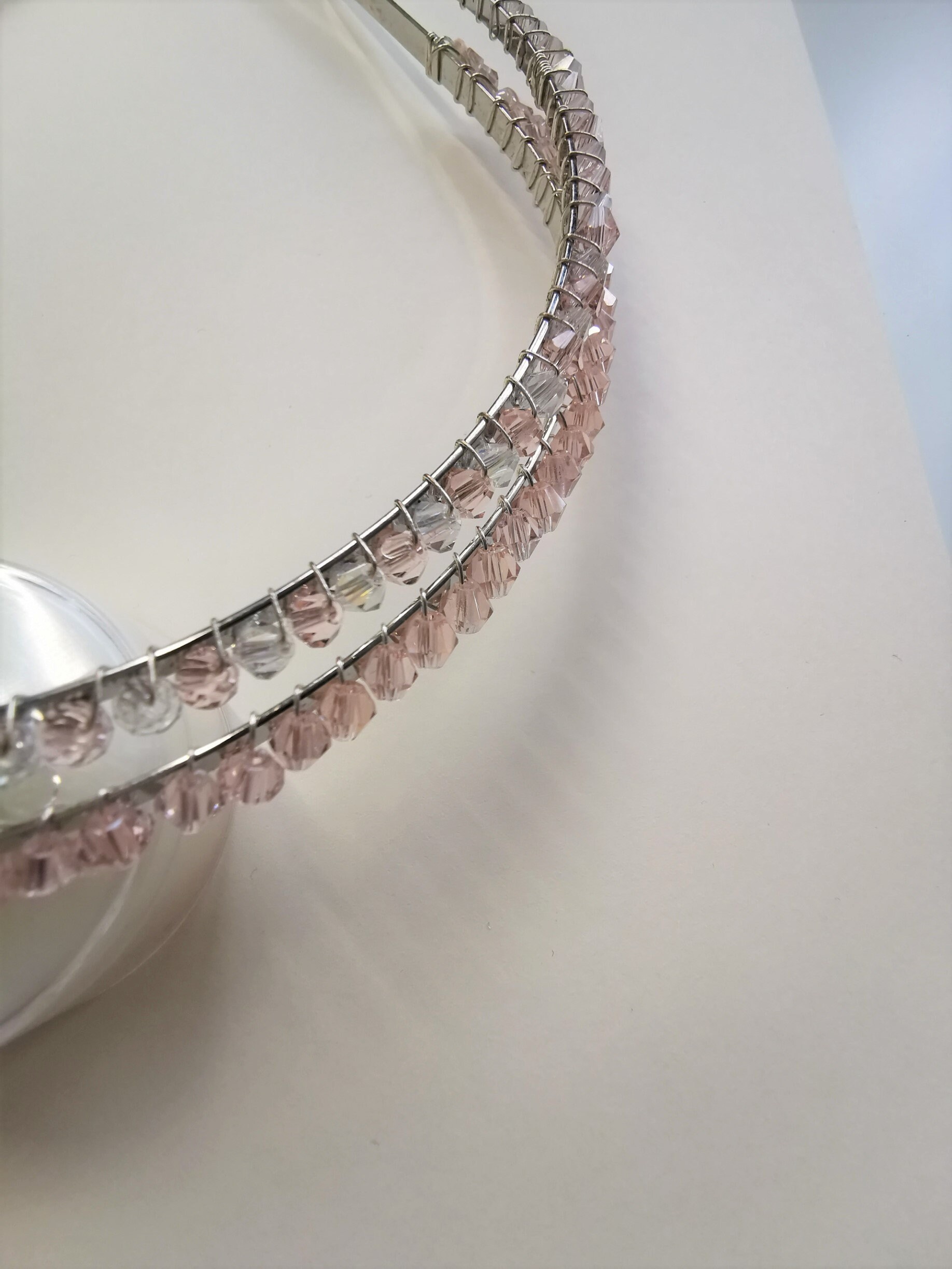 Pale Pink or Pale Pink and Clear Glass Beaded Headband Pale - Etsy UK