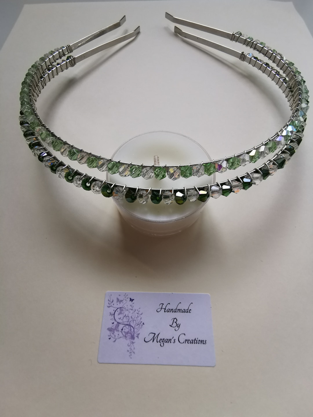 Dark or Light Green and Clear Glass Beaded Headband Dark or - Etsy UK