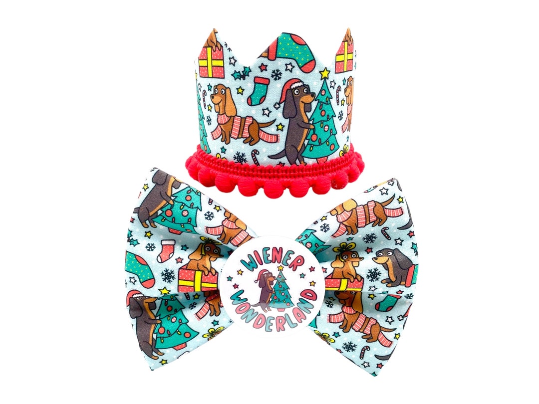 Wiener Wonderland Badge Bow and Crown Set Dachshund Gifts - Etsy