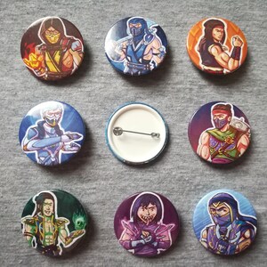 Mortal Kombat 11 38mm Badges Scorpion, Sub-zero, Frost, Mileena and ...