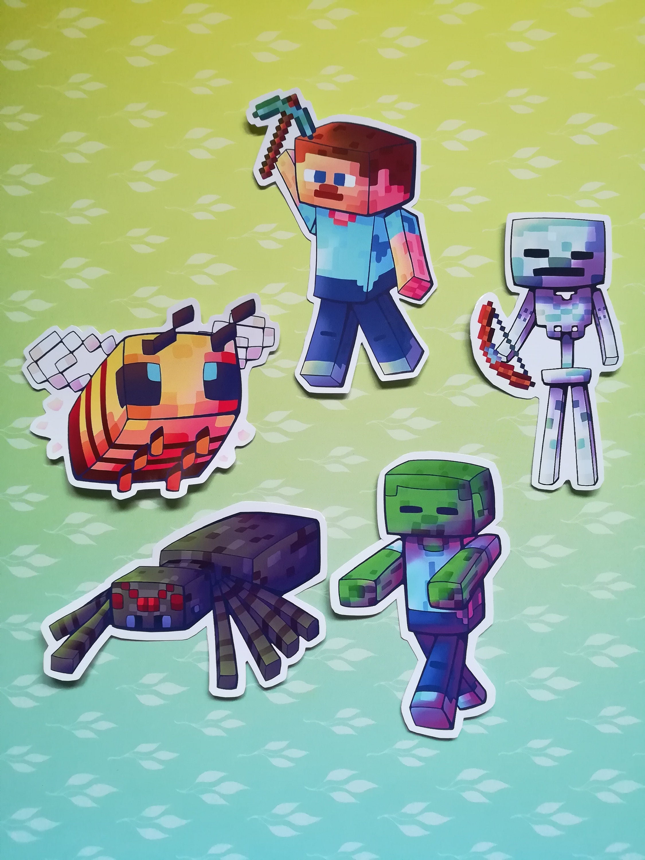 Minecraft Vinyl Stickers 2: Steve Bee Spider Zombie and | Etsy