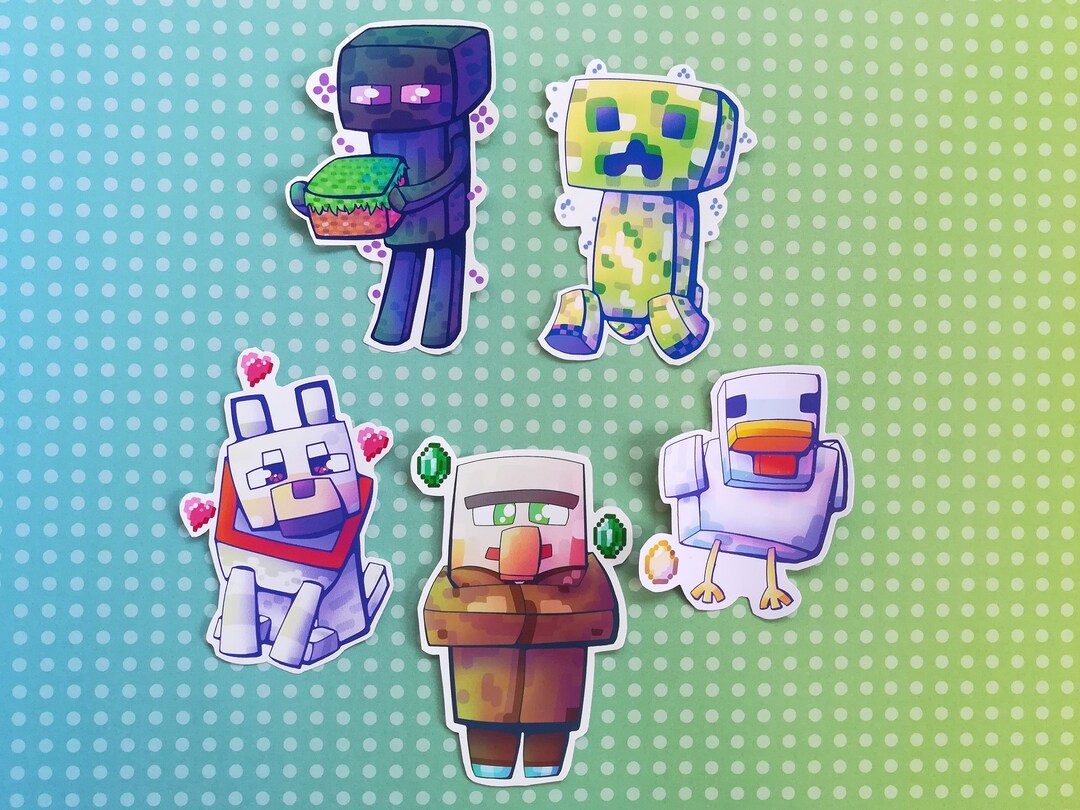 Minecraft Vinyl Stickers 1: Creeper, Enderman, Villager, Chicken and ...