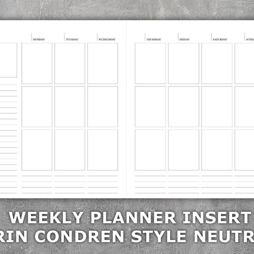 Weekly Planner Printable Erin Condren Style Neutral Undated - Etsy