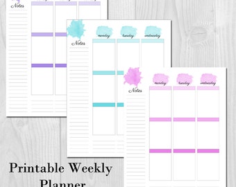 Weekly Planner Printable Horizontal Layout A5 Size Undated | Etsy