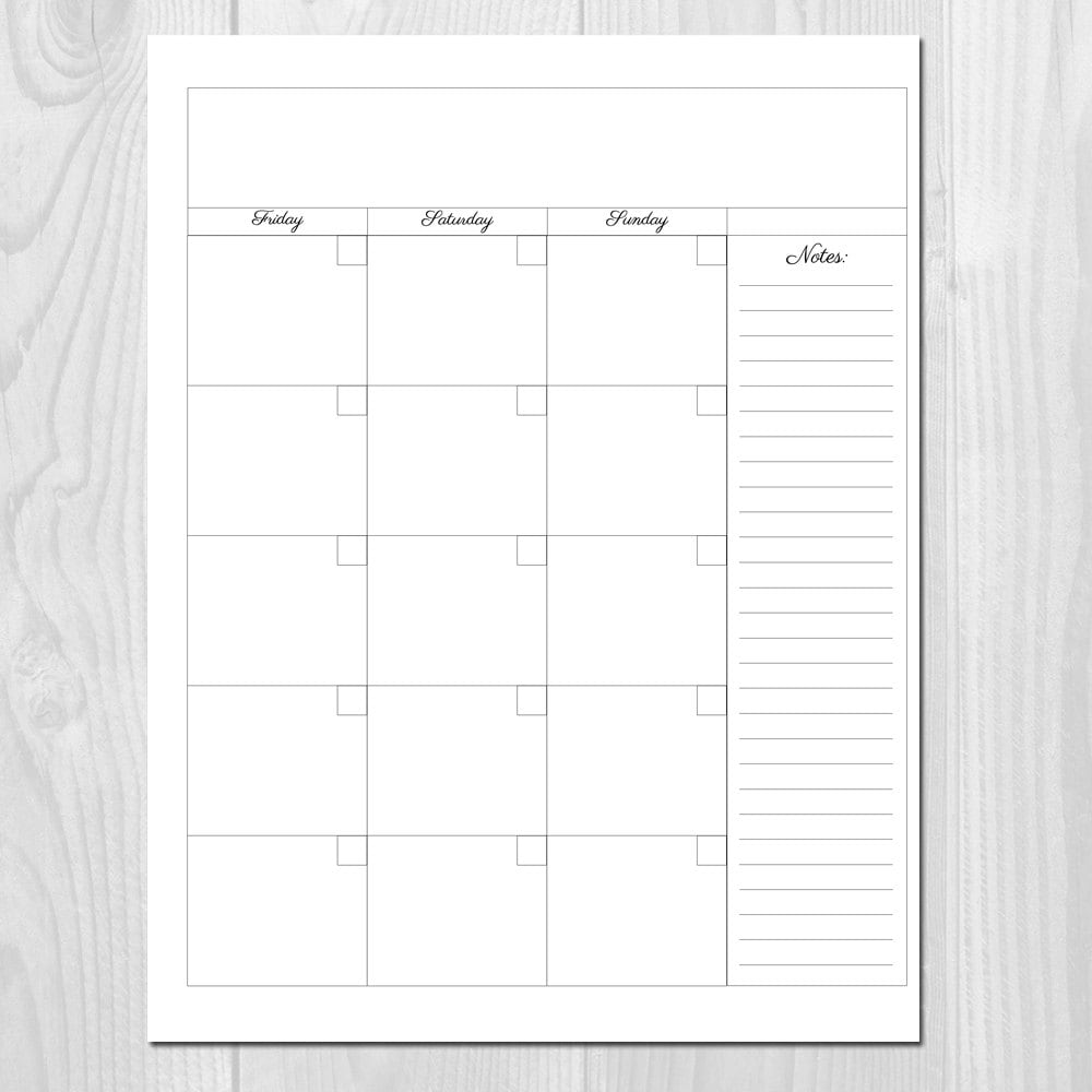 Monthly Planner Printable Insert Undated Monday Start Erin | Etsy