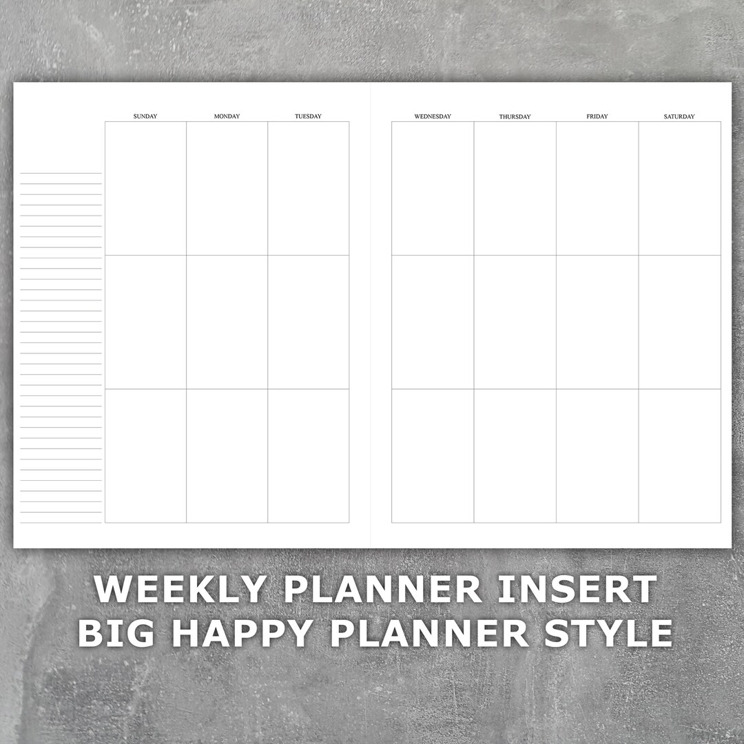 Big Happy Planner Style Weekly Planner Printable Insert - Undated ...
