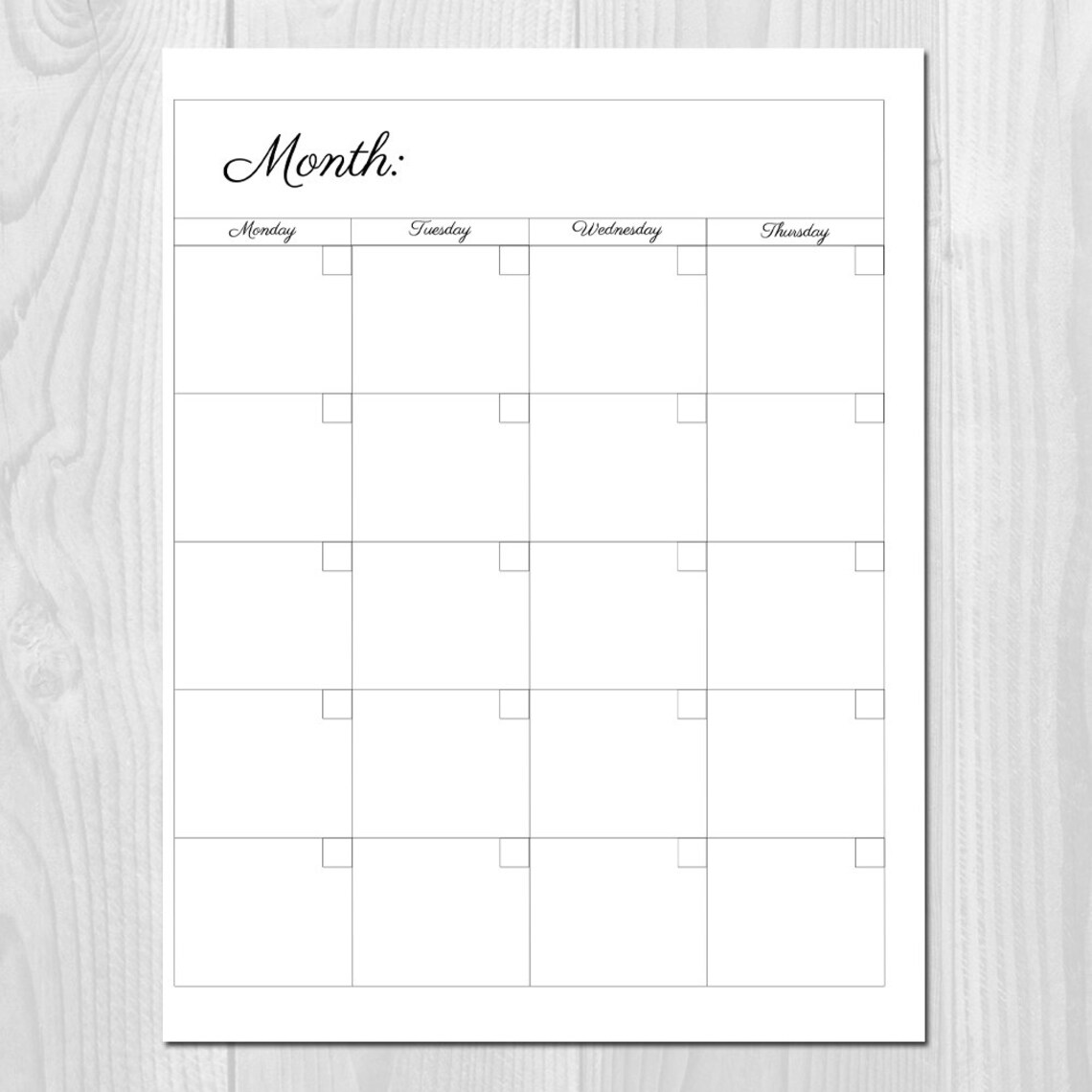 Monthly Planner Printable Insert Undated Monday Start Erin | Etsy