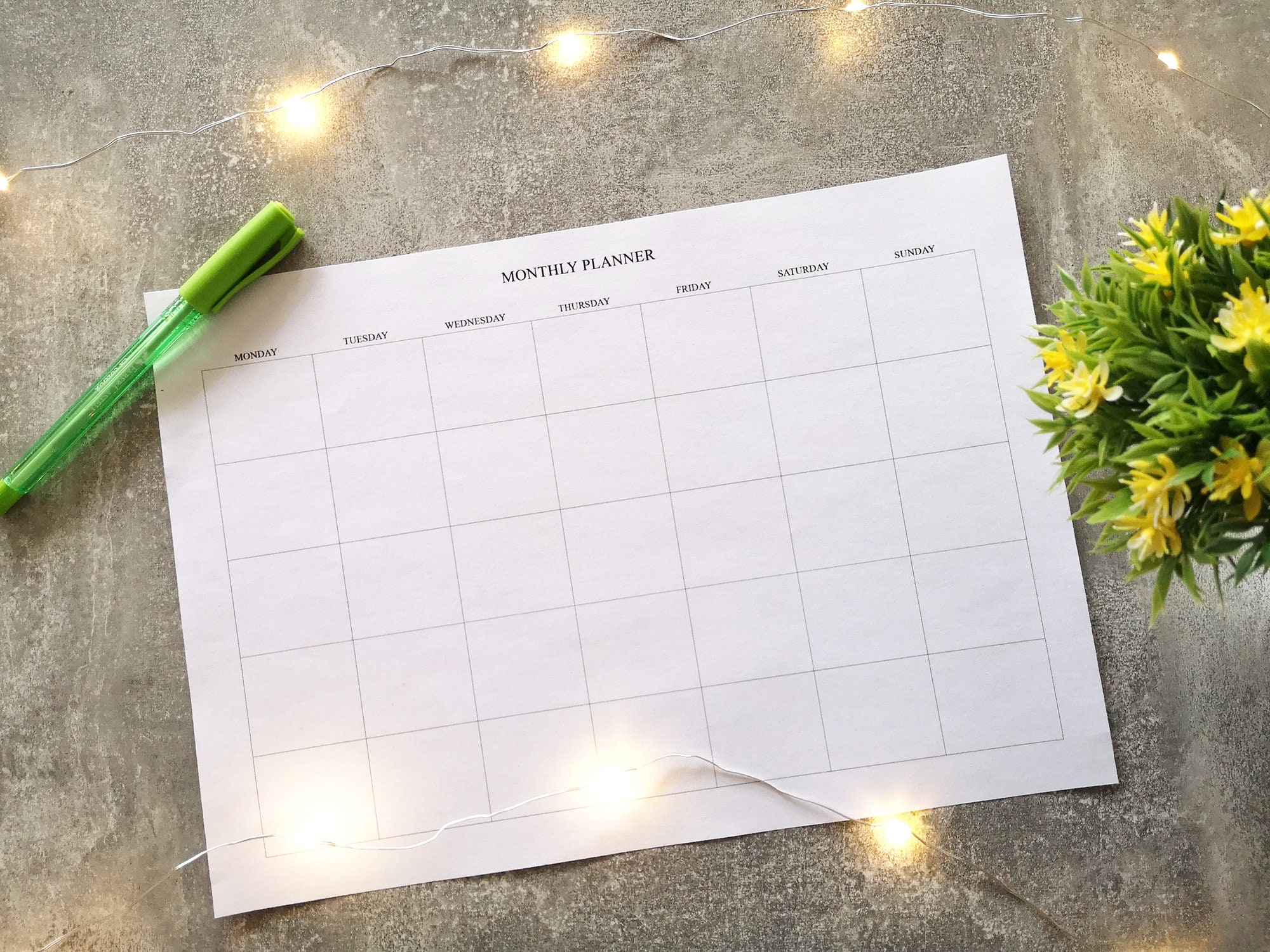 Undated Monthly Planner Printable | Monday and Sunday Start | A4 and ...