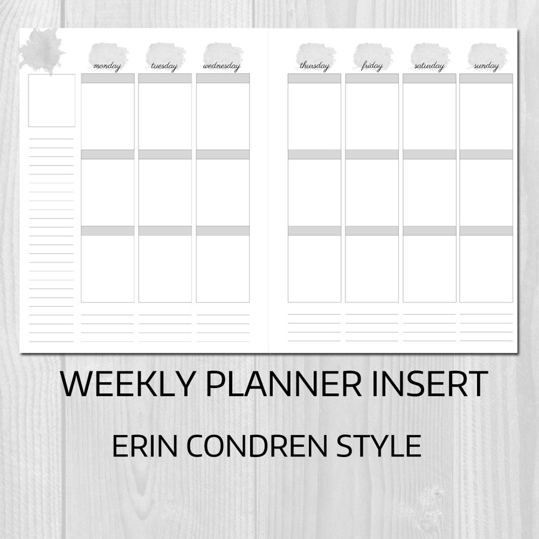 Weekly Planner Printable Erin Condren Style Undated Monday Start- Week ...