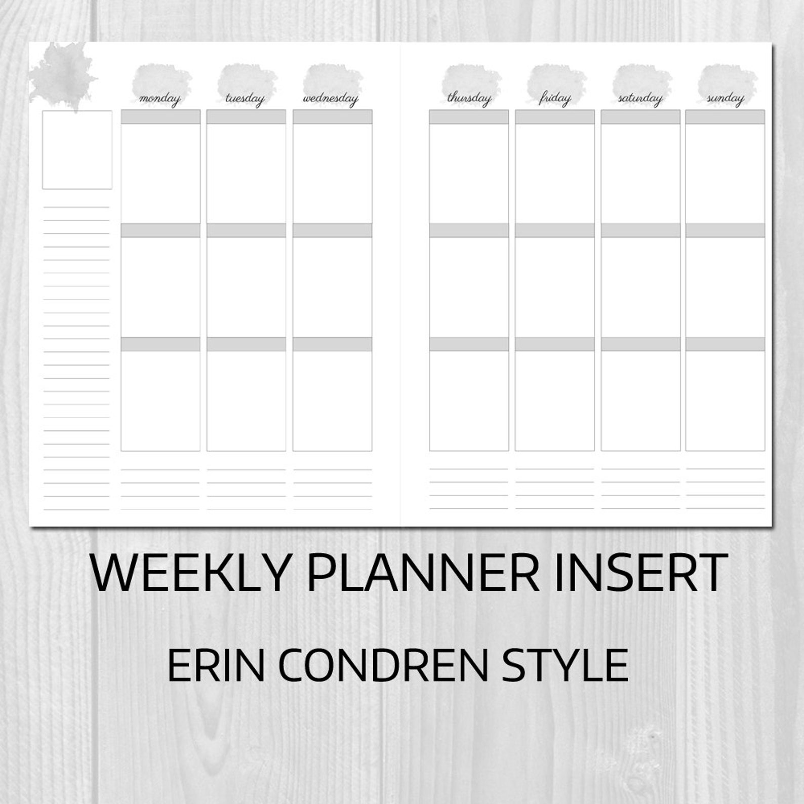 Weekly Planner Printable Erin Condren Style Undated Monday Start- Week ...