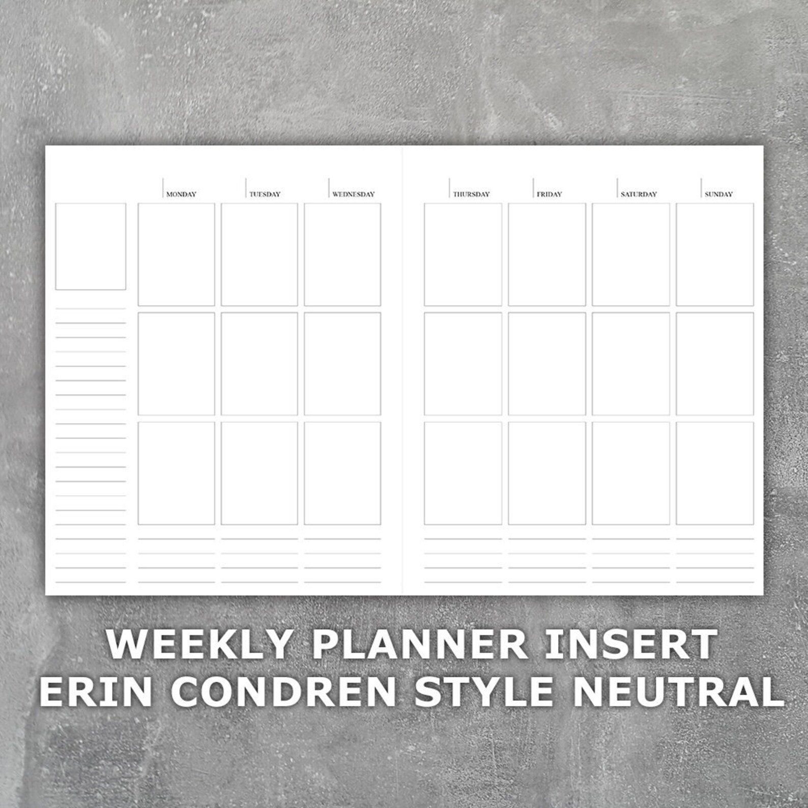 Weekly Planner Printable Erin Condren Style Neutral Undated Monday ...
