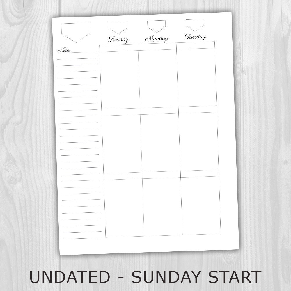 Weekly Planner Printable Happy Planner Classic Style - Undated Sunday ...