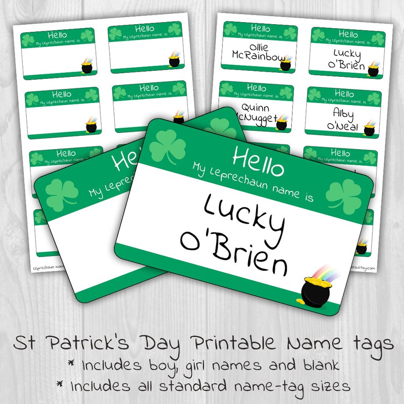 St Patricks Day Name Tags - Etsy