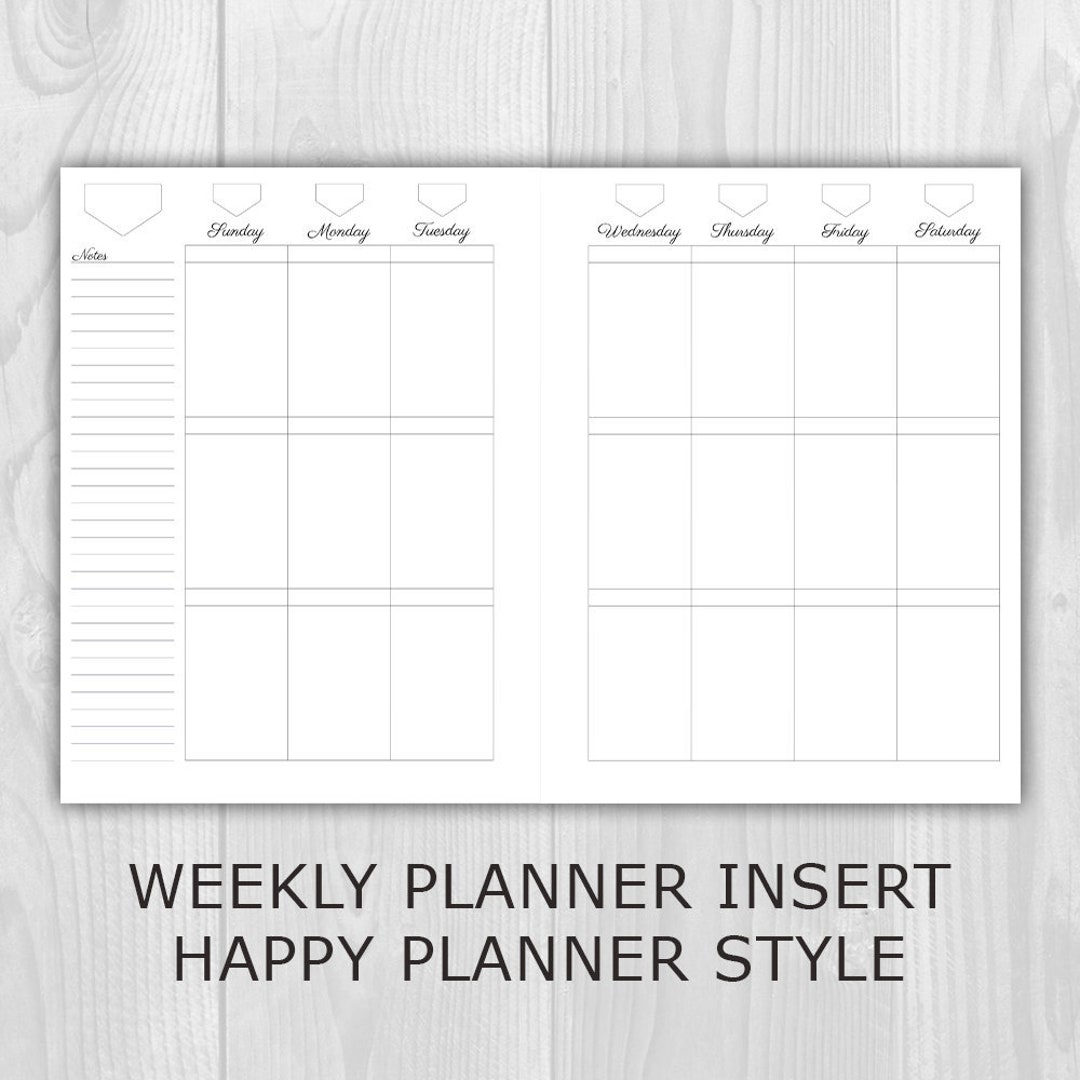Weekly Planner Printable Happy Planner Classic Style - Undated Sunday ...