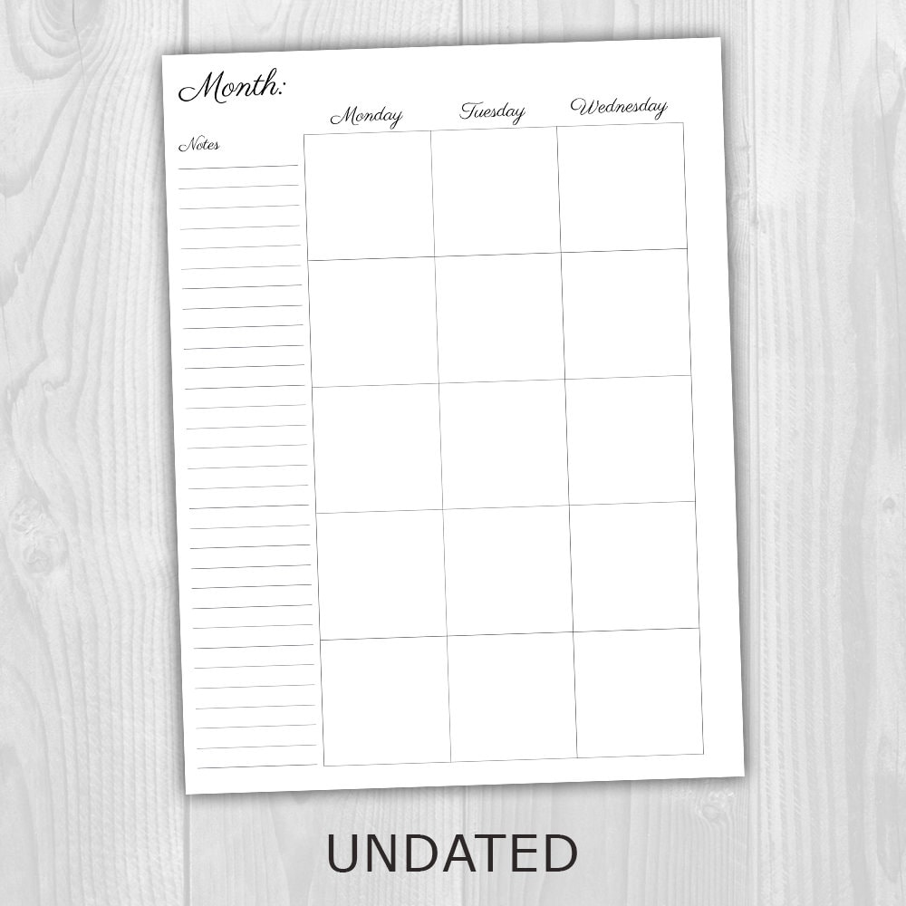 Monthly Planner Printable Happy Planner Classic Style - Undated Monday ...