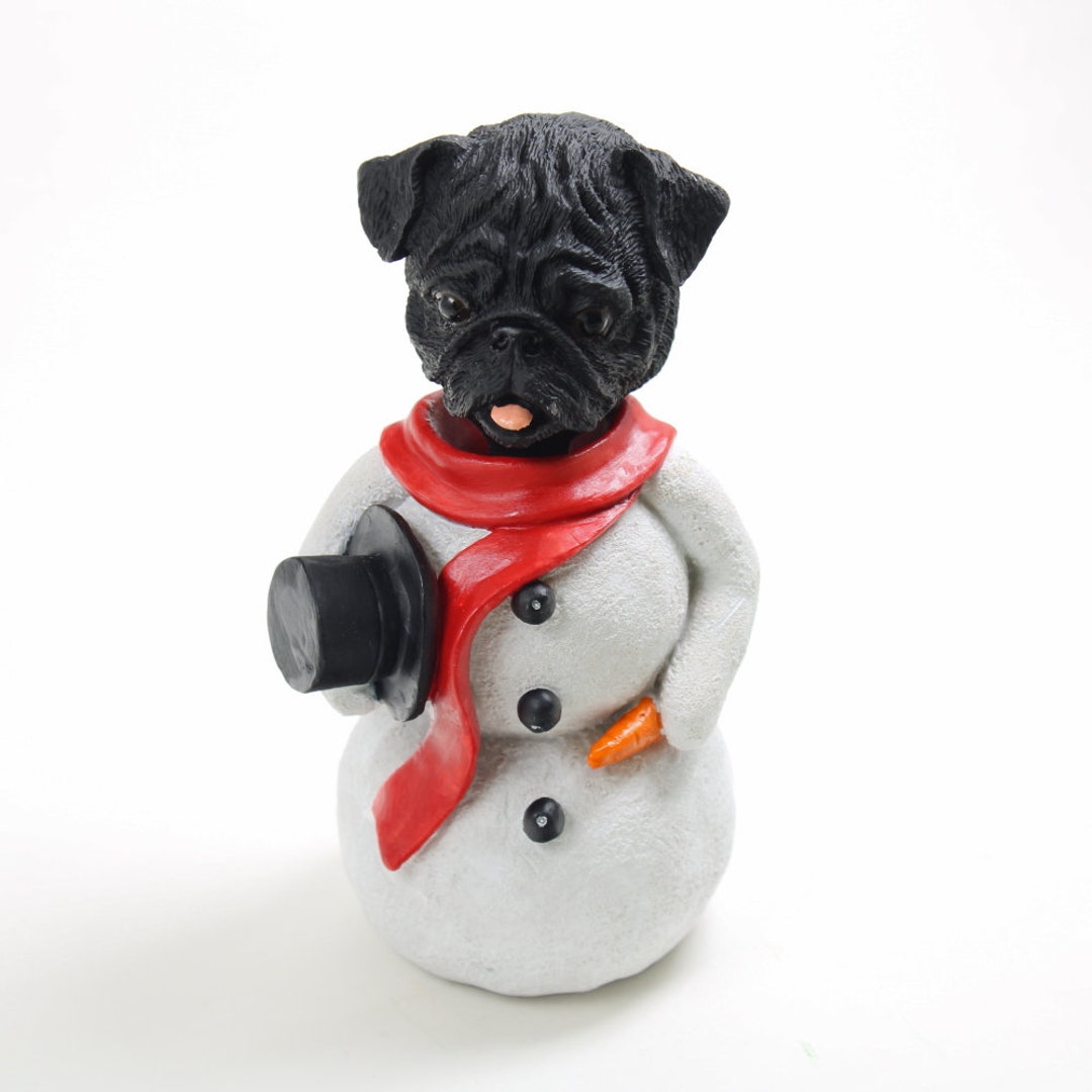 Jolly Holidog Black Pug Snowman Figurine Adorable Holiday - Etsy