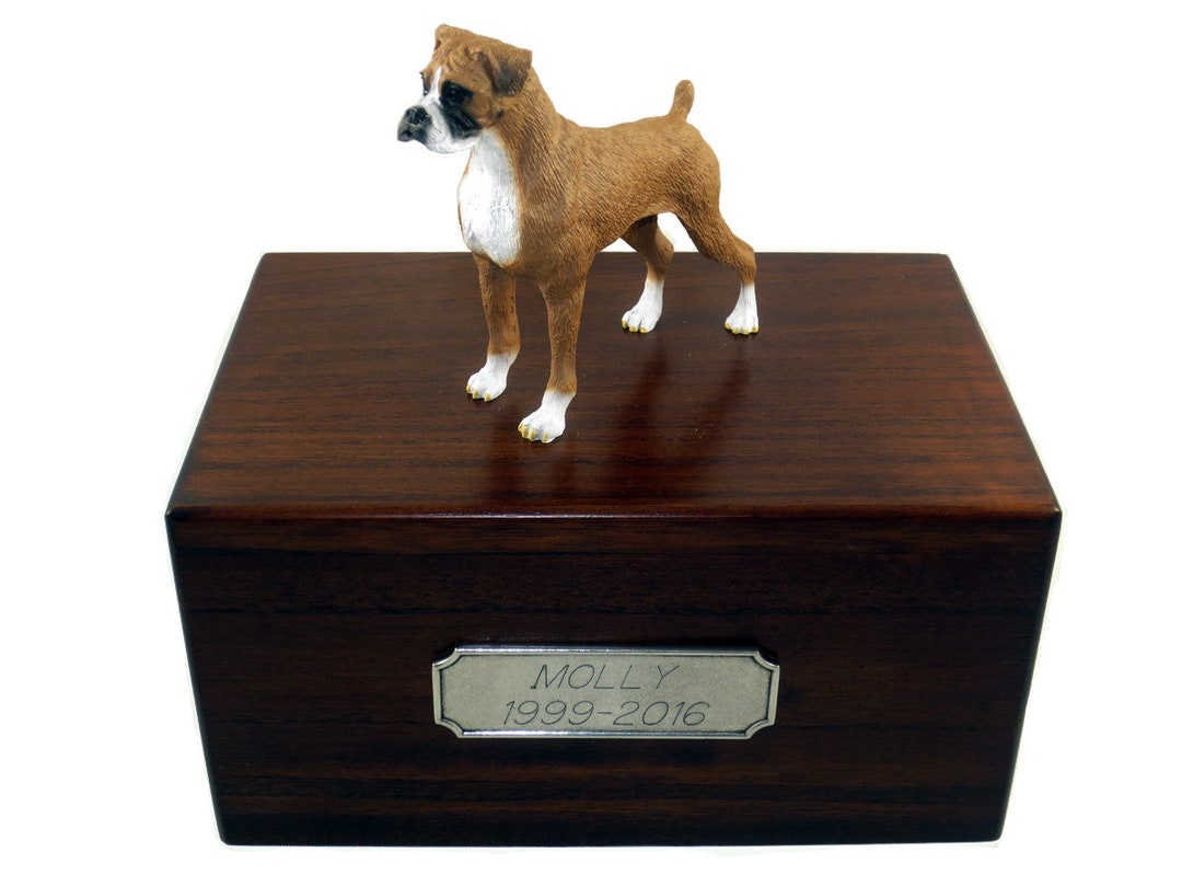 Boxer, Uncropped Beautiful Paulownia Wood Medium Personalized Pet Urns ...