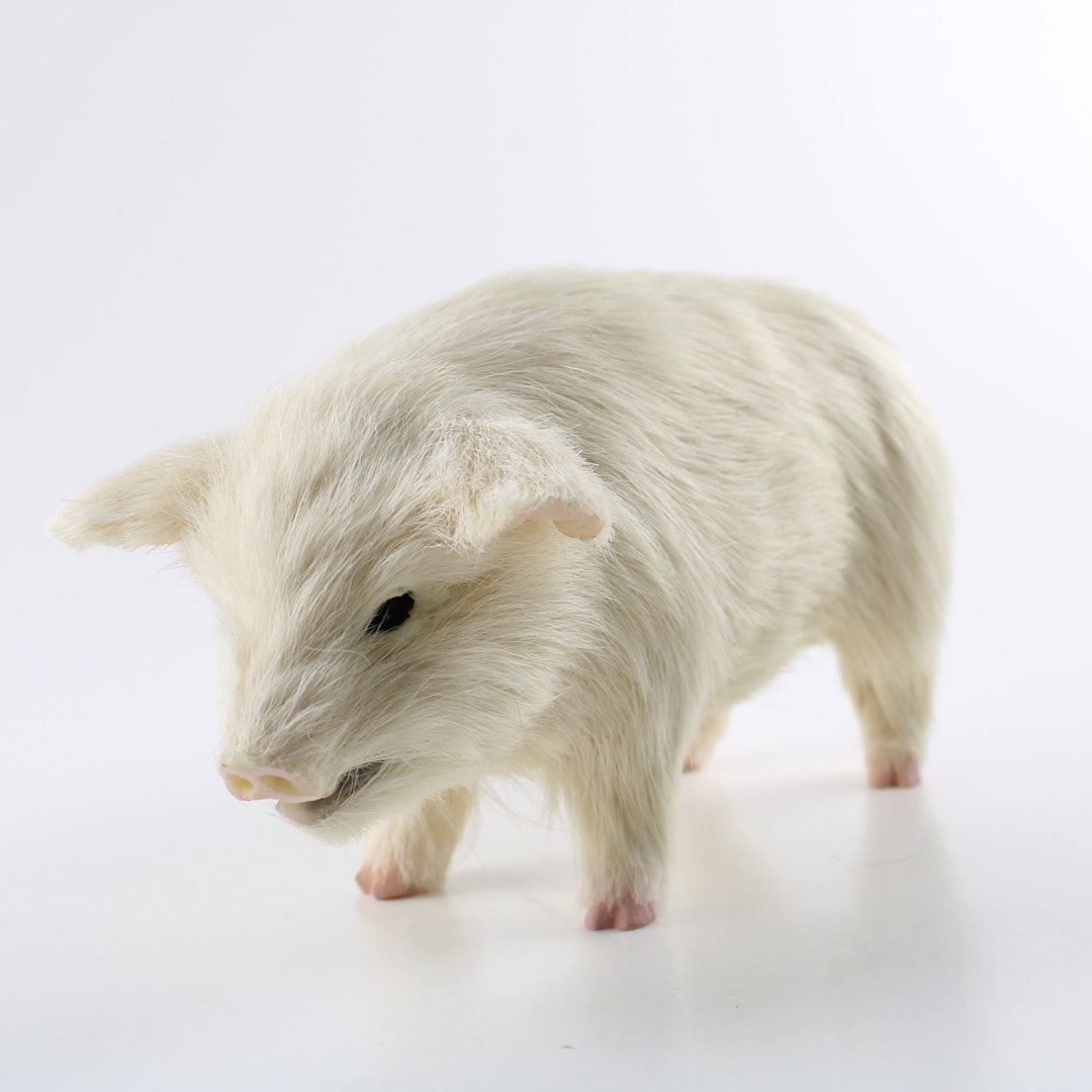 Pink PIG FUR FIGURINE Realistic Handmade Figurine - Etsy