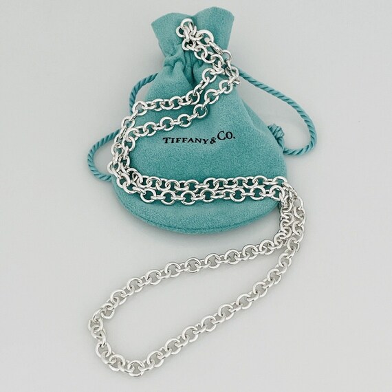 24" Tiffany & Co Large Round Link Rolo Chain Necklace… - Gem
