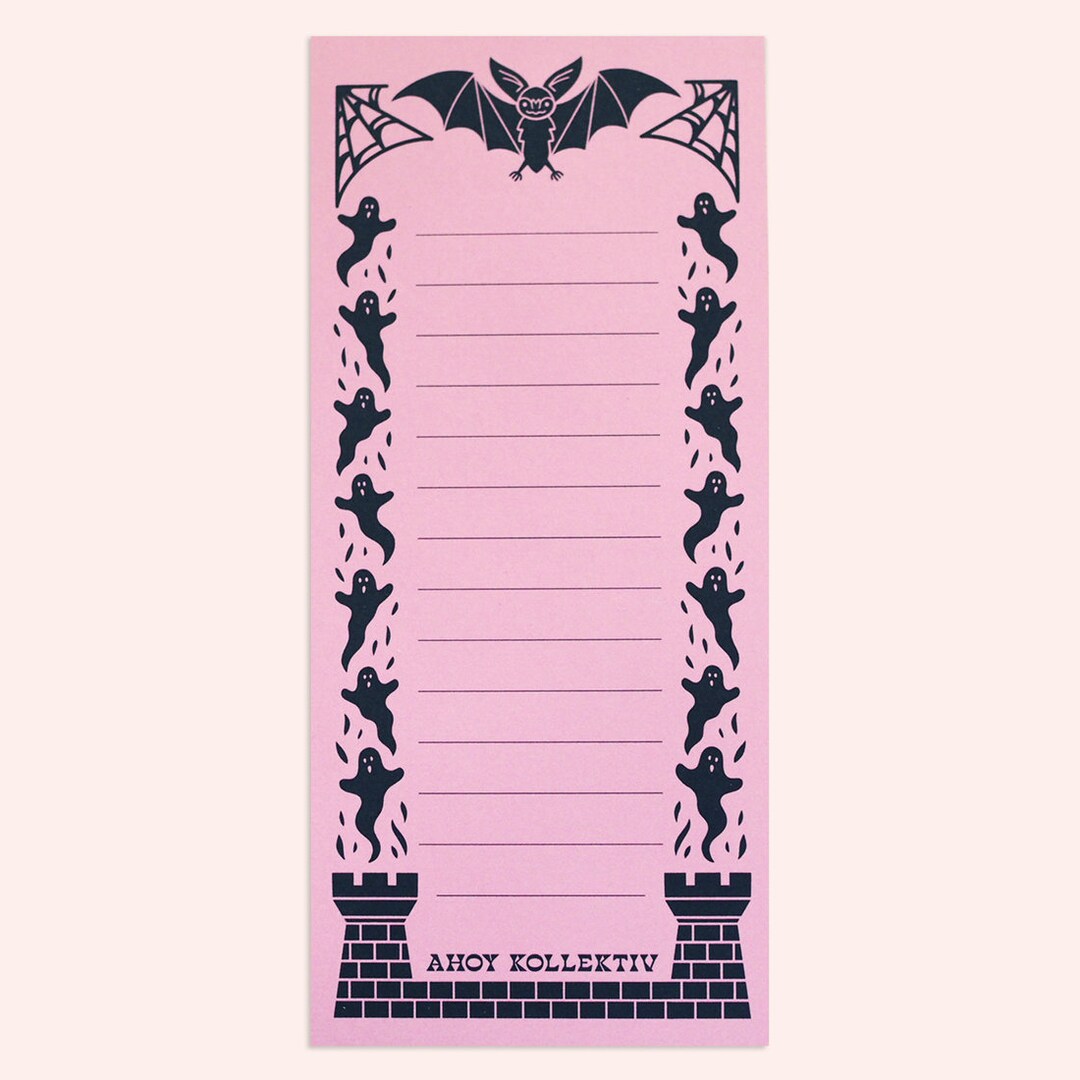 Haunted Castle Spooky Ghosts and Bat Notepad Halloween Gift and ...