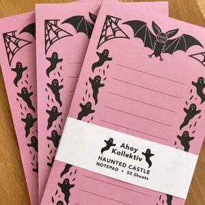 Haunted Castle Spooky Ghosts and Bat Notepad Halloween Gift and ...