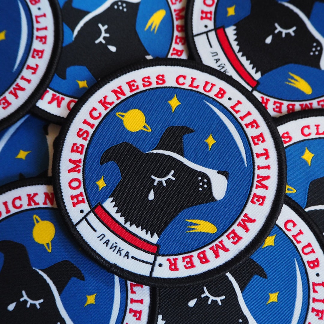Space Dog Laika Iron-on Woven Patch Homesickness Club - Etsy