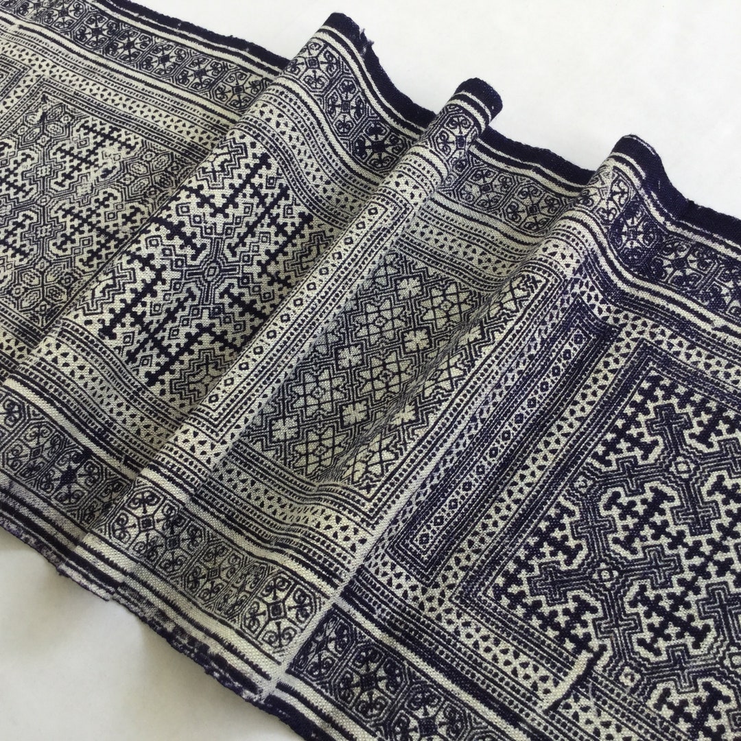 Natural Hmong Hemp Fabric, Vintage Hemp Hand Dyed Hmong Hill Tribe -bed ...