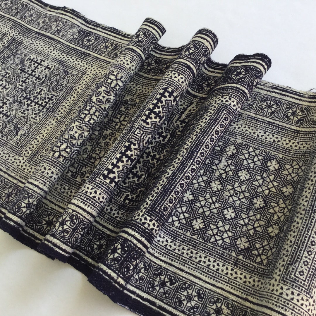 Natural Hmong Hemp Fabric, Vintage Hemp Hand Dyed Hmong Hill Tribe -bed ...