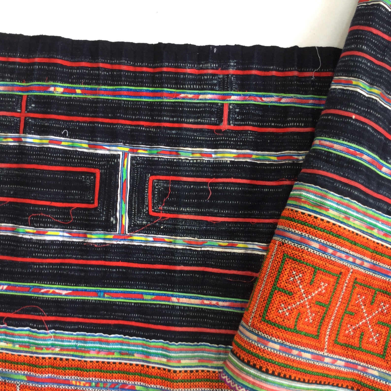 Sale 2.45 Meters Long Hmong Cotton Indigo Batik Fabric,vintage Cotton ...