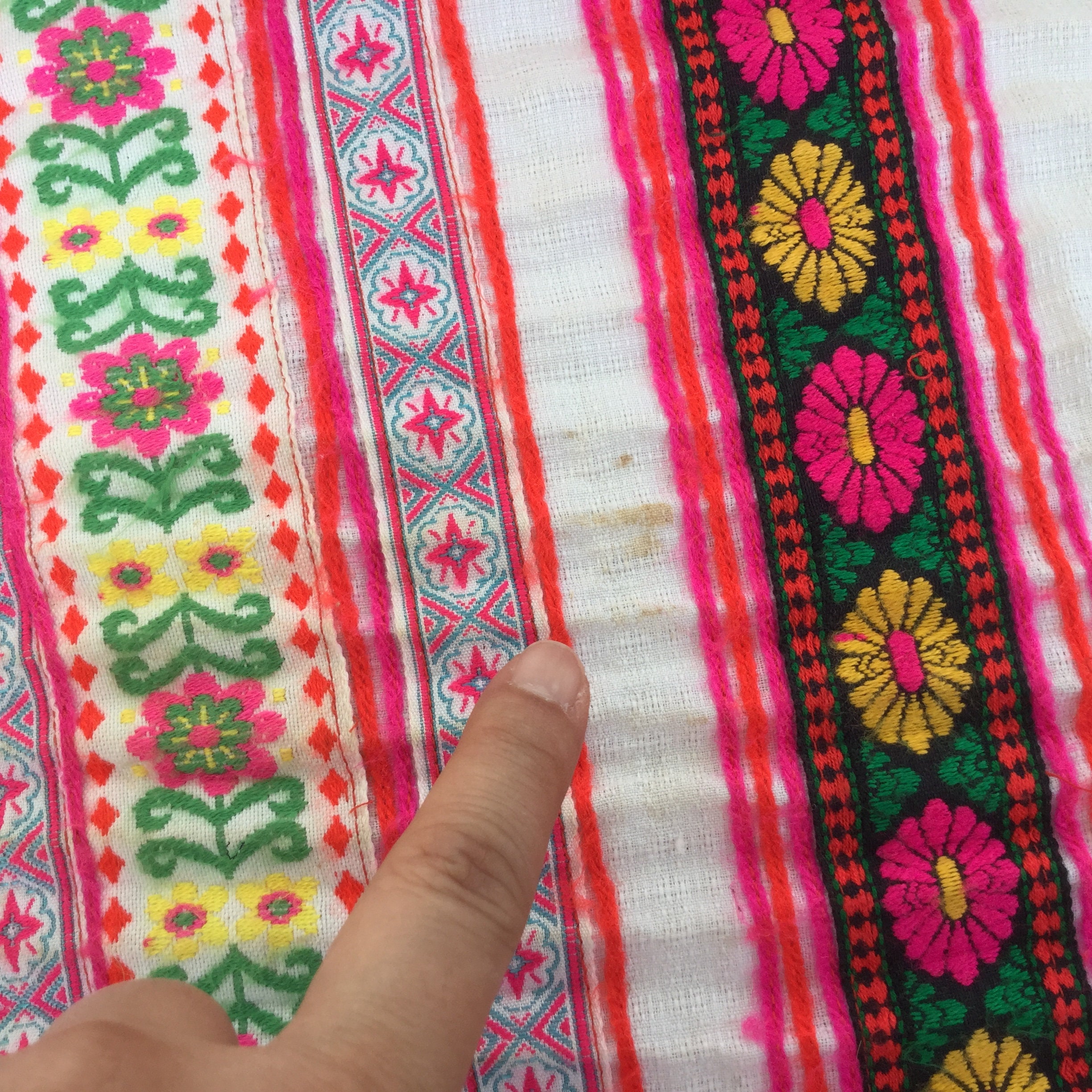 2.50 Meters Long Hmong Old Nylon, Batik Fabric, Vintage Nylon Textiles ...