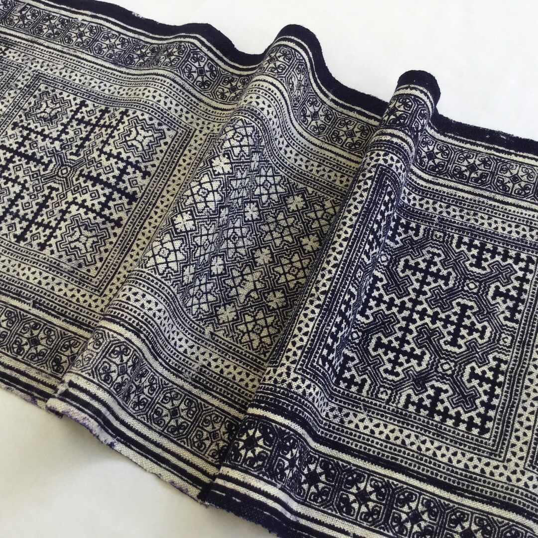 Natural Hmong Hemp Fabric, Vintage Hemp Hand Dyed Hmong Hill Tribe -bed ...