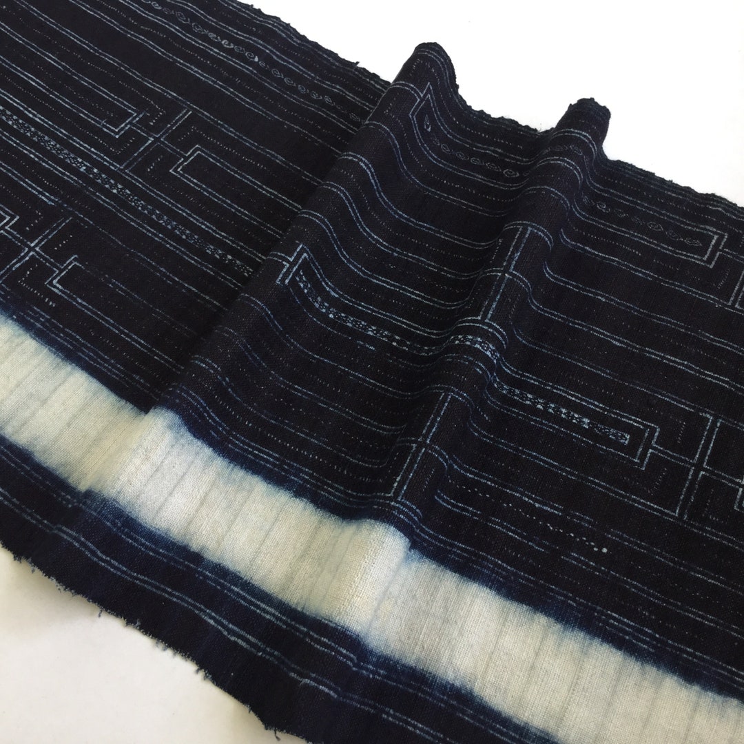 Sale!!!! 2.50 Meters Long Vintage Hmong Hemp, Indigo Batik Fabric ...