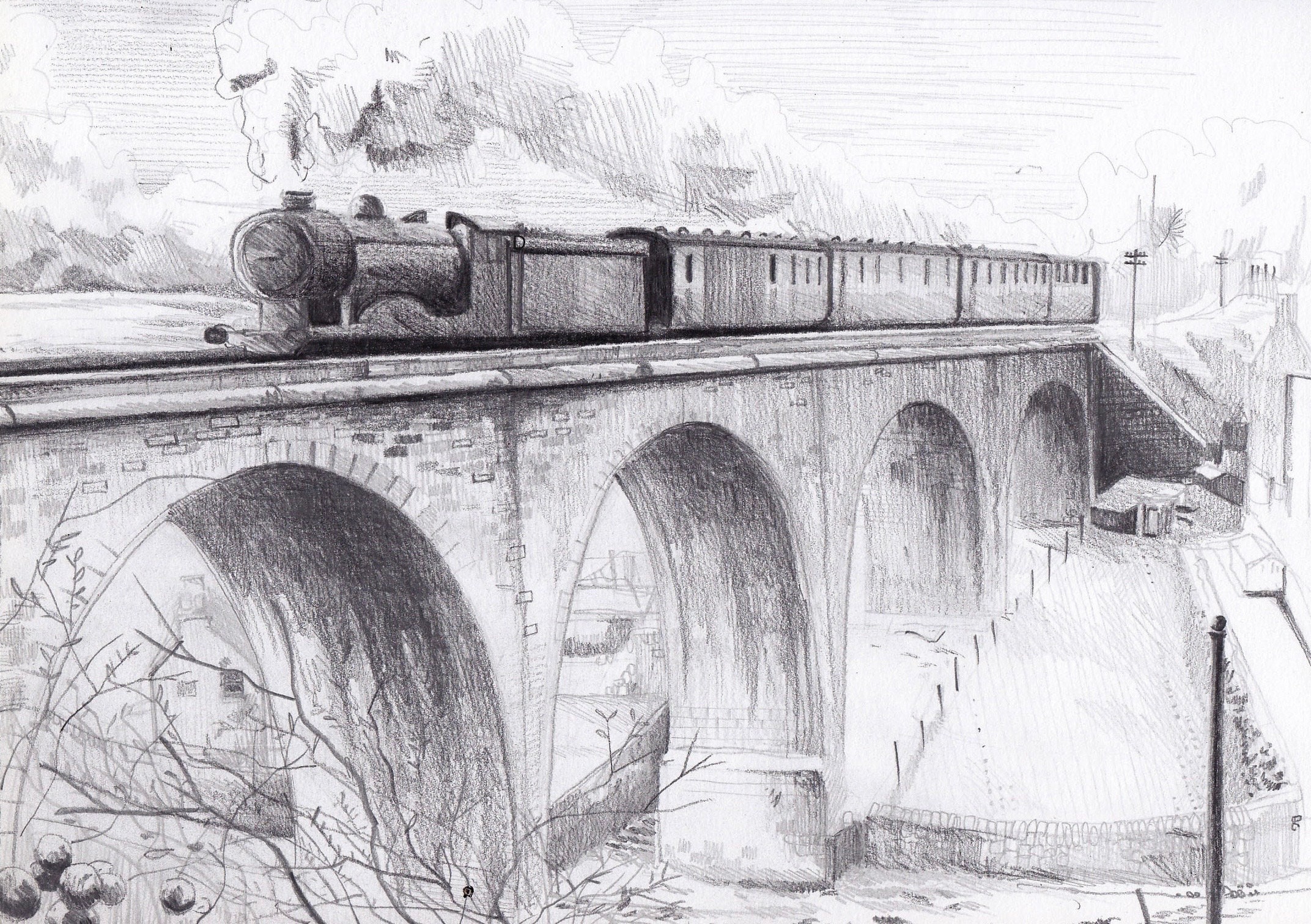 Lower Largo Viaduct. Pencil Sketch. - Etsy