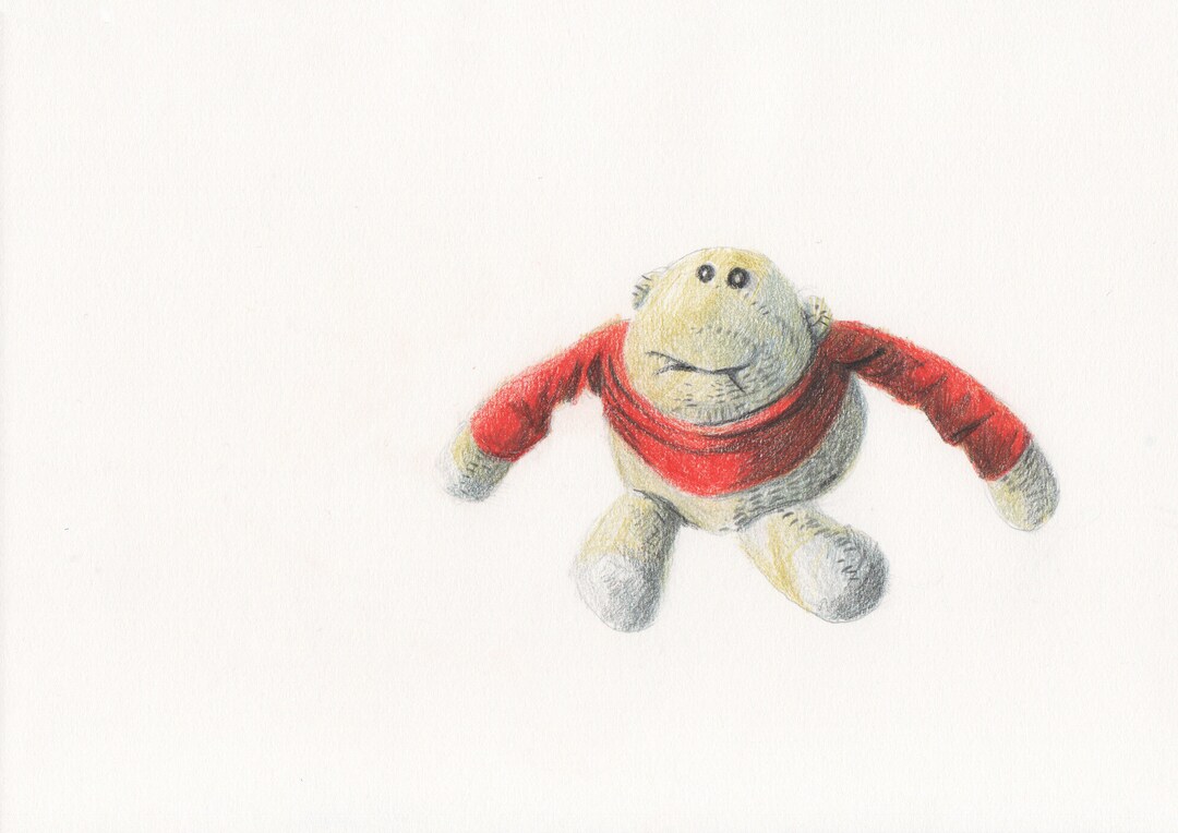Monkey! Digital Print. Coloured Pencil Sketch of a Uniquely Cheeky ...
