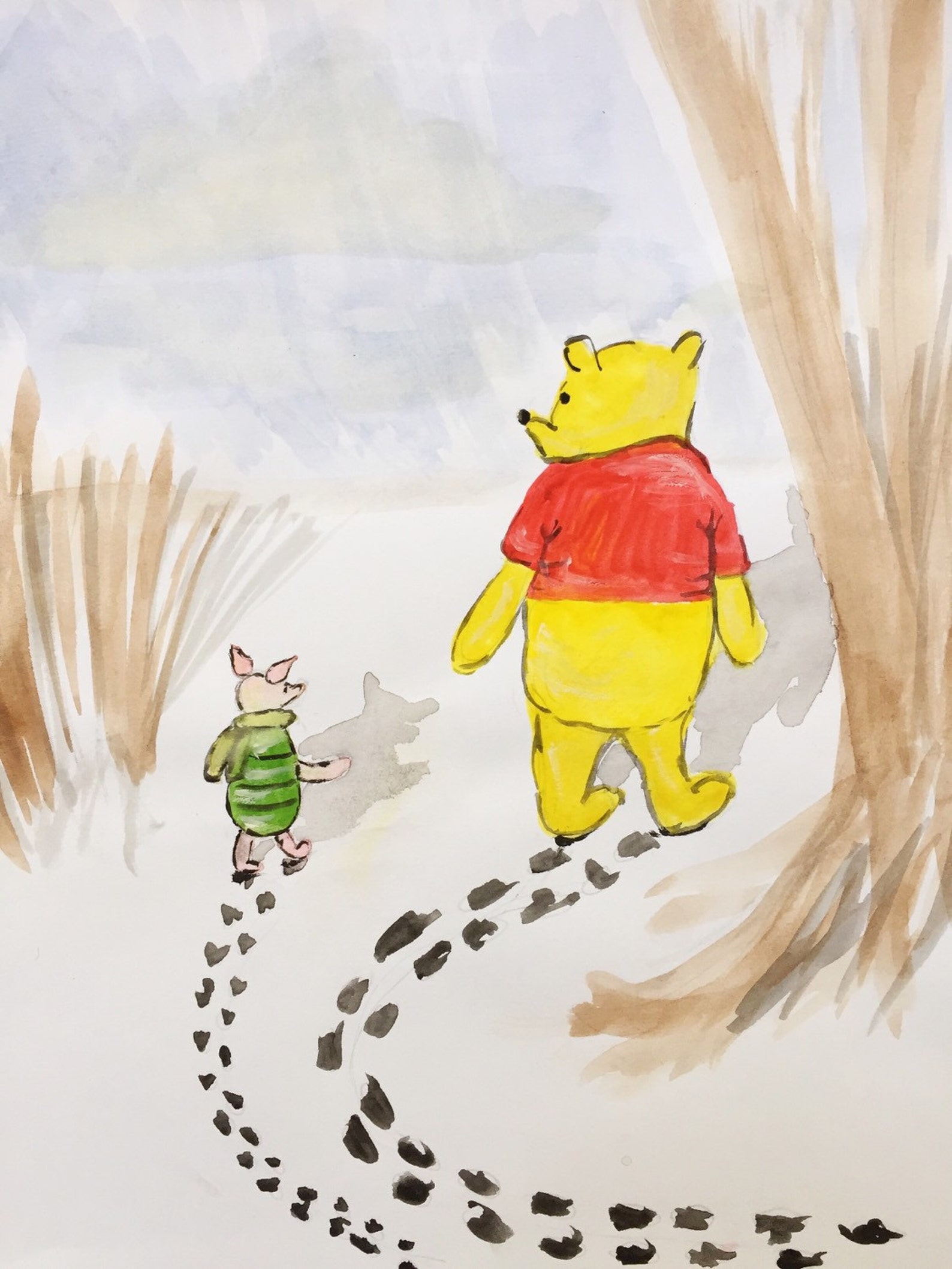 WINNIE the POOH and PIGLET in the Snow - Original Disney Winnie the ...