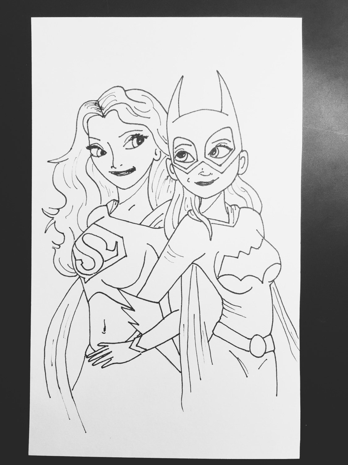 ANNA and ELSA as Batman and Superman original drawing Disney Anna Elsa ...