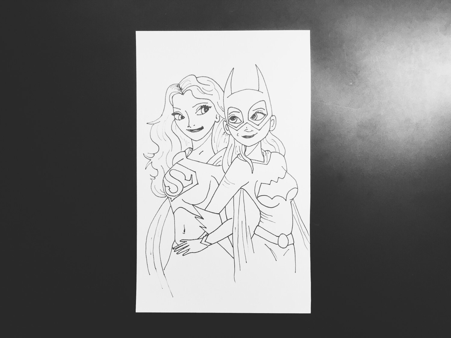ANNA and ELSA as Batman and Superman Original Drawing - Disney Anna ...