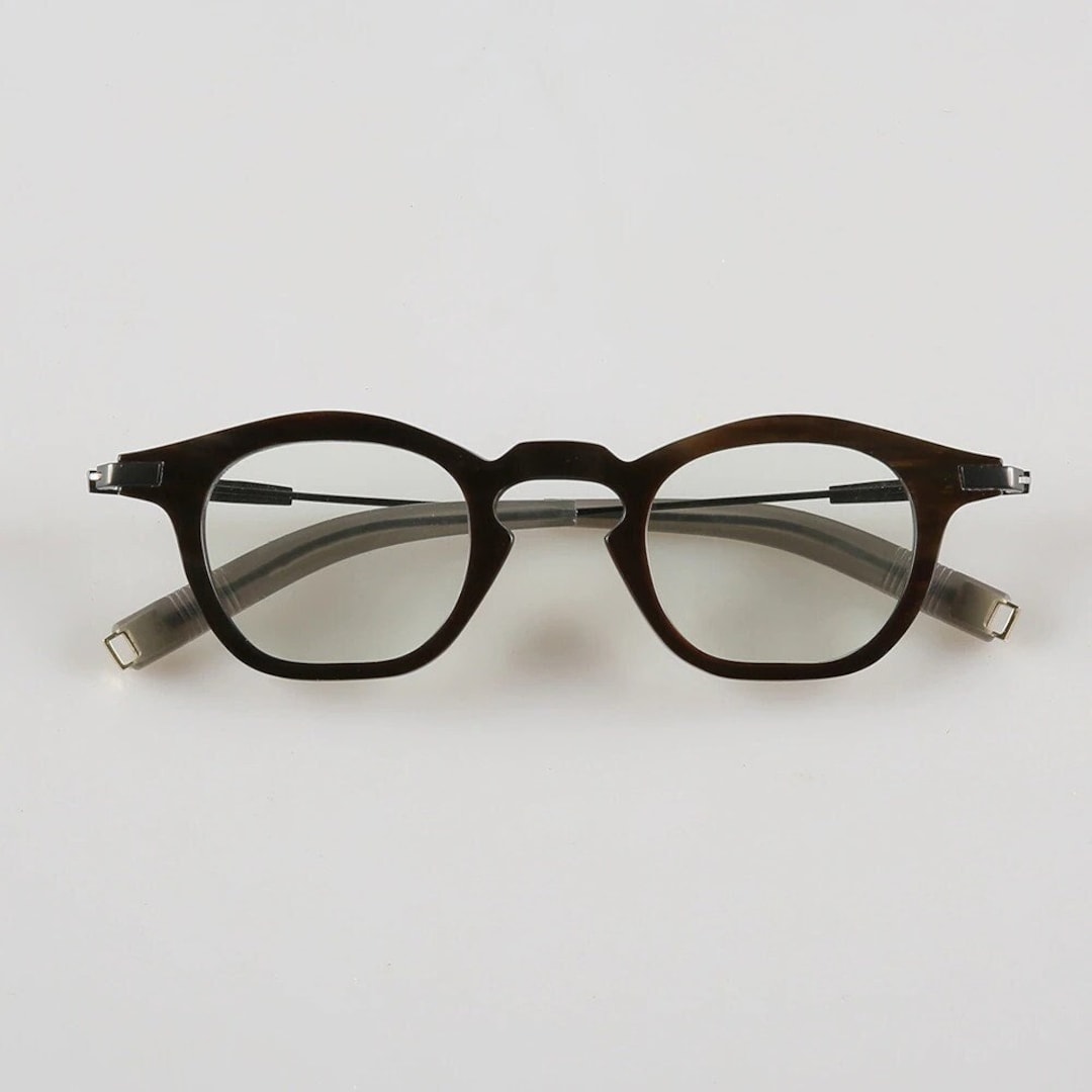 Handmade Buffalo Horn Glasses Frames: German Style Titanium Eyeglasses ...