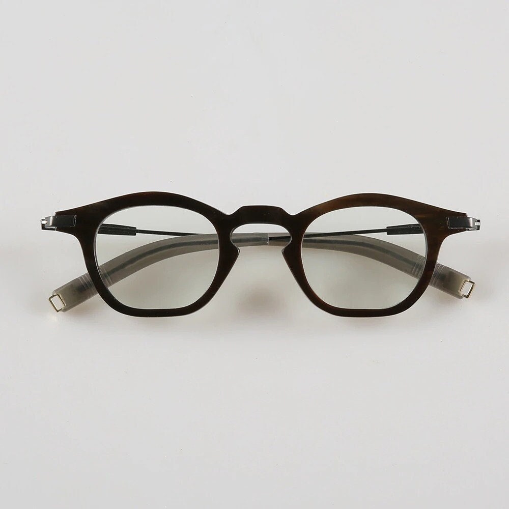 Handmade Buffalo Horn Glasses Frames: German Style Titanium Eyeglasses ...