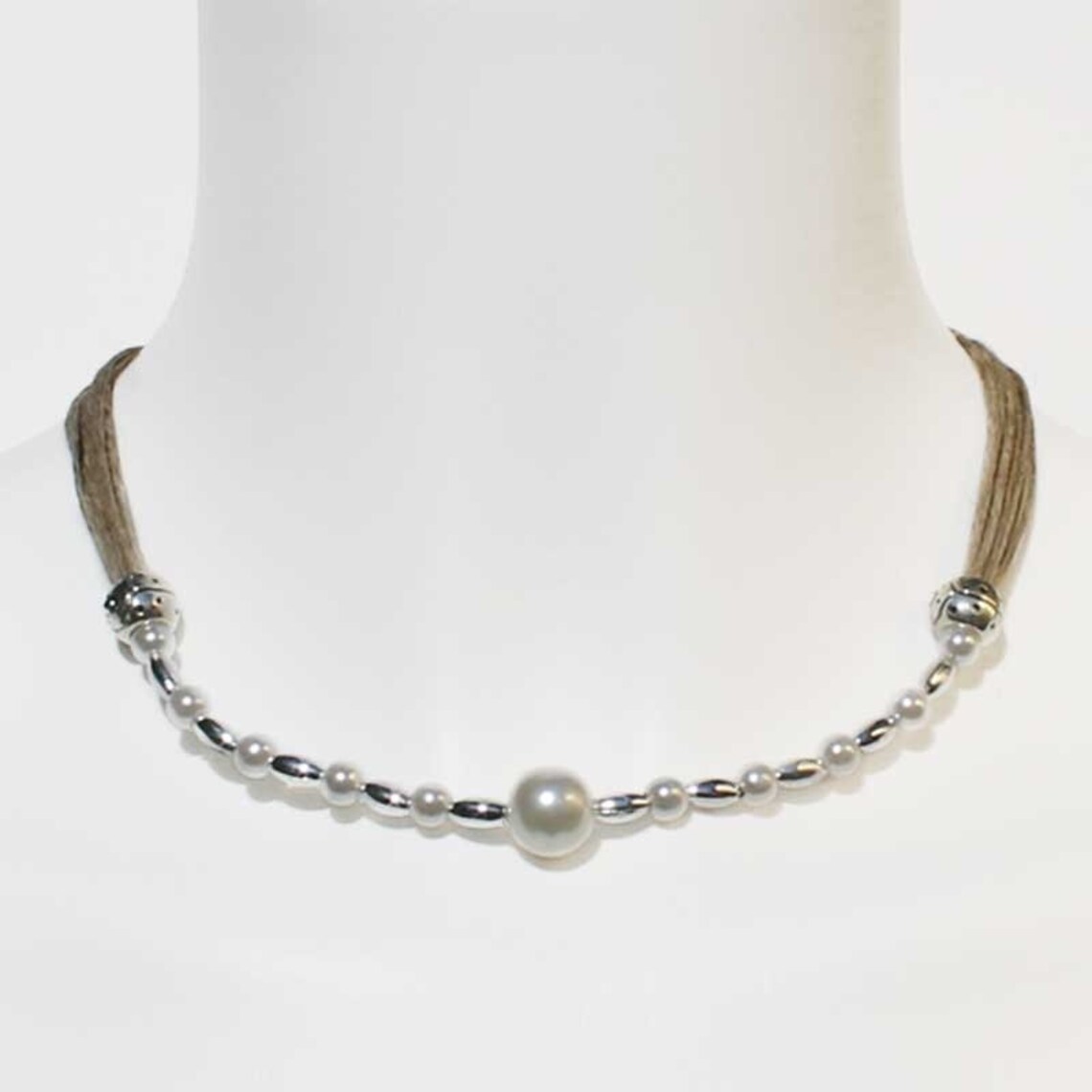 Collier chic Collier femme Collier bohème Bijou artisanal en lin ...