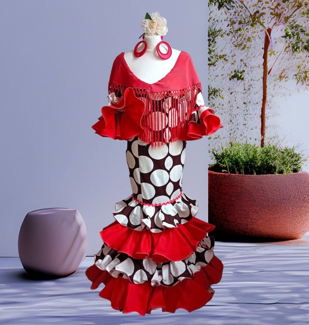 Authentic Spanish Flamenco Feria Dress, Ruffled Polka Dots Women's ...