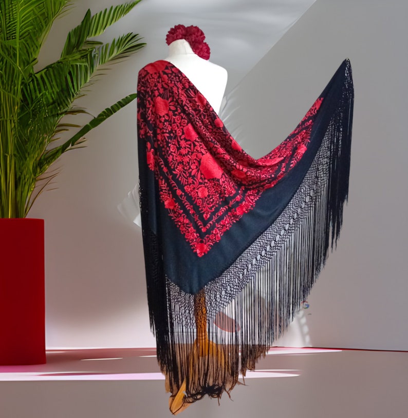 Authentic Spanish Silk Manton De Manila Flamenco Piano Shawl True ...