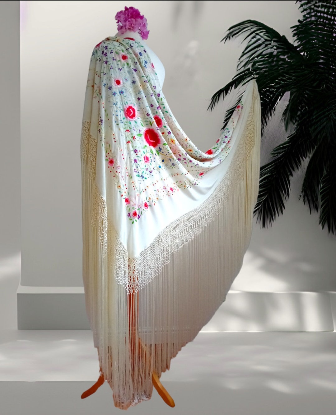 Authentic Spanish Manton De Manila, Piano Shawl, Embroidered, 100% Silk ...