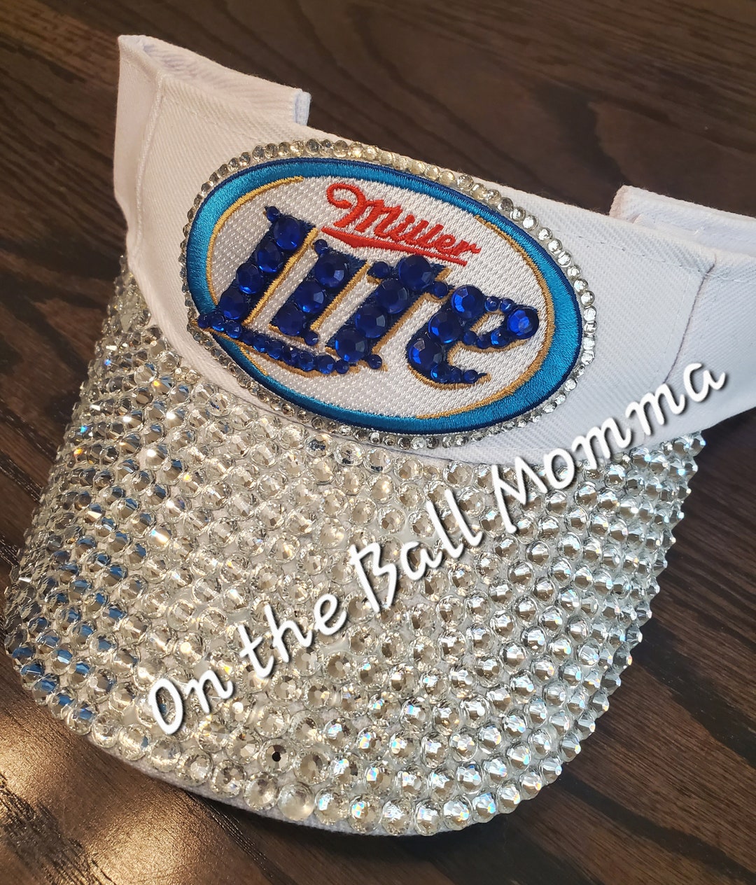 Miller Lite Visor Shabby Chic Headwear Patch and Rhinestone Bill Summer ...