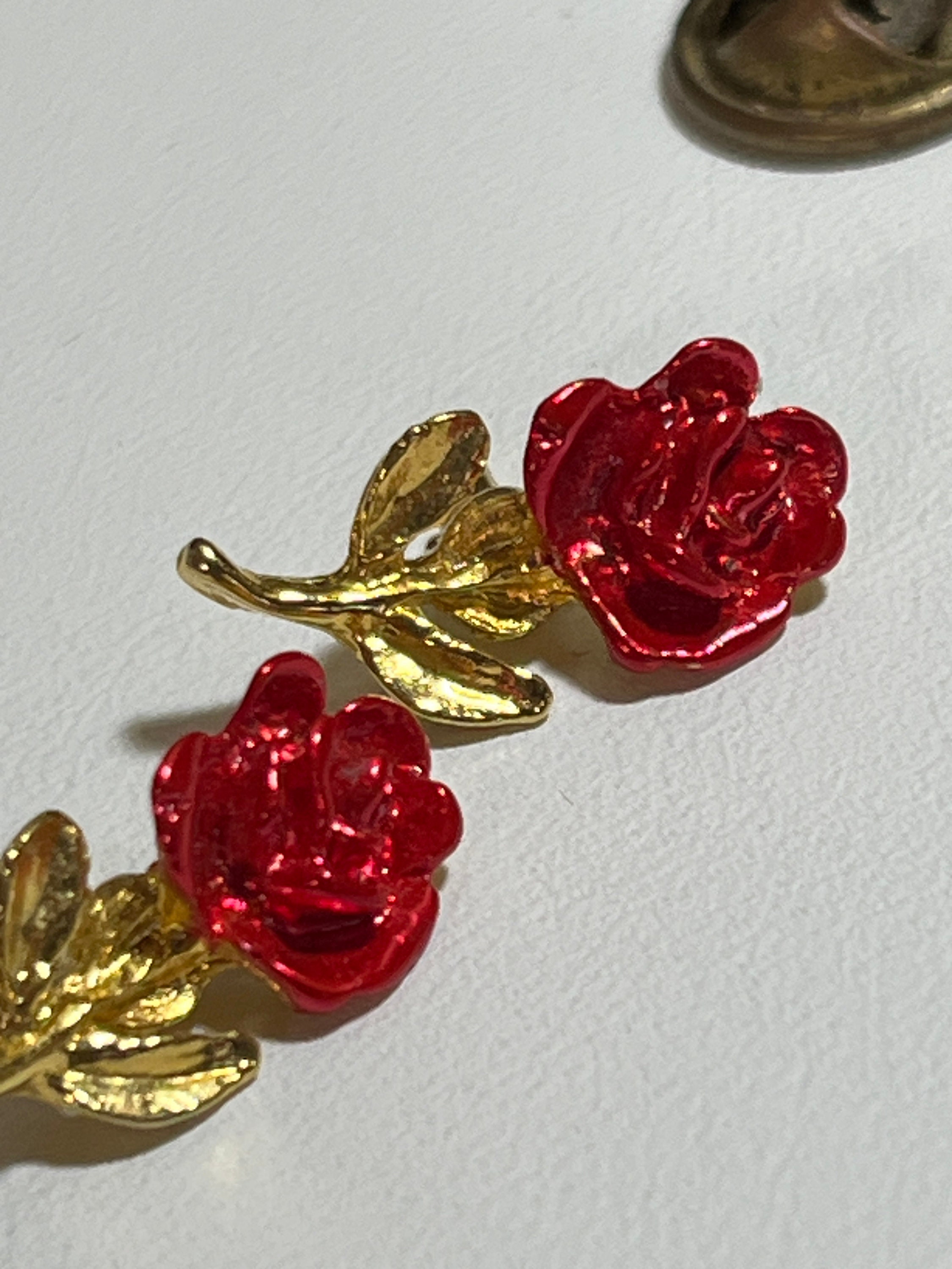 Vintage Red Rose Enamel Tac Pins Rockabilly Mothers Day - Etsy