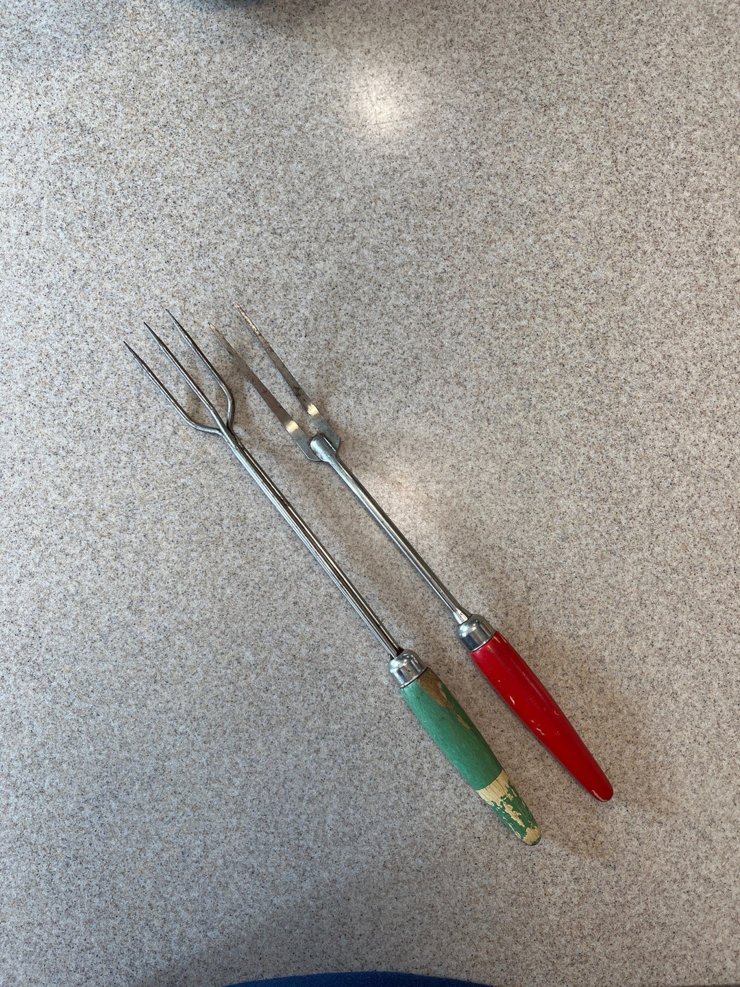 Vintage Meat Forks Red or Green Handle A&J Made in America Farmhouse ...