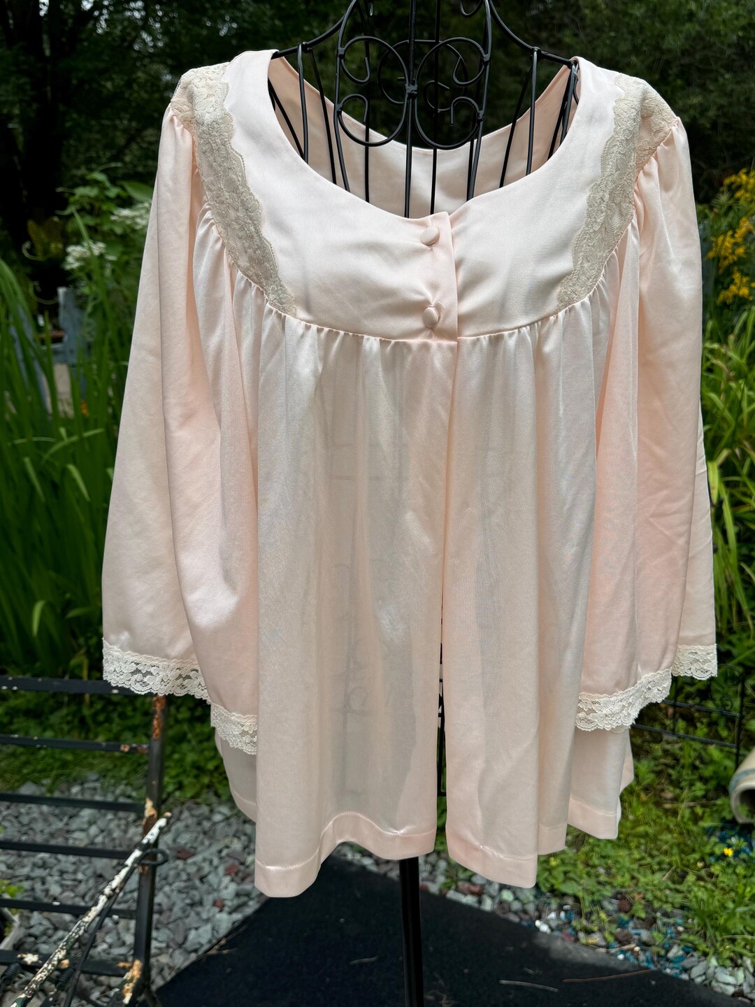 Vintage Peach Bed Jacket Peignoir Negligee Sans Souci Size 2x Bridal ...
