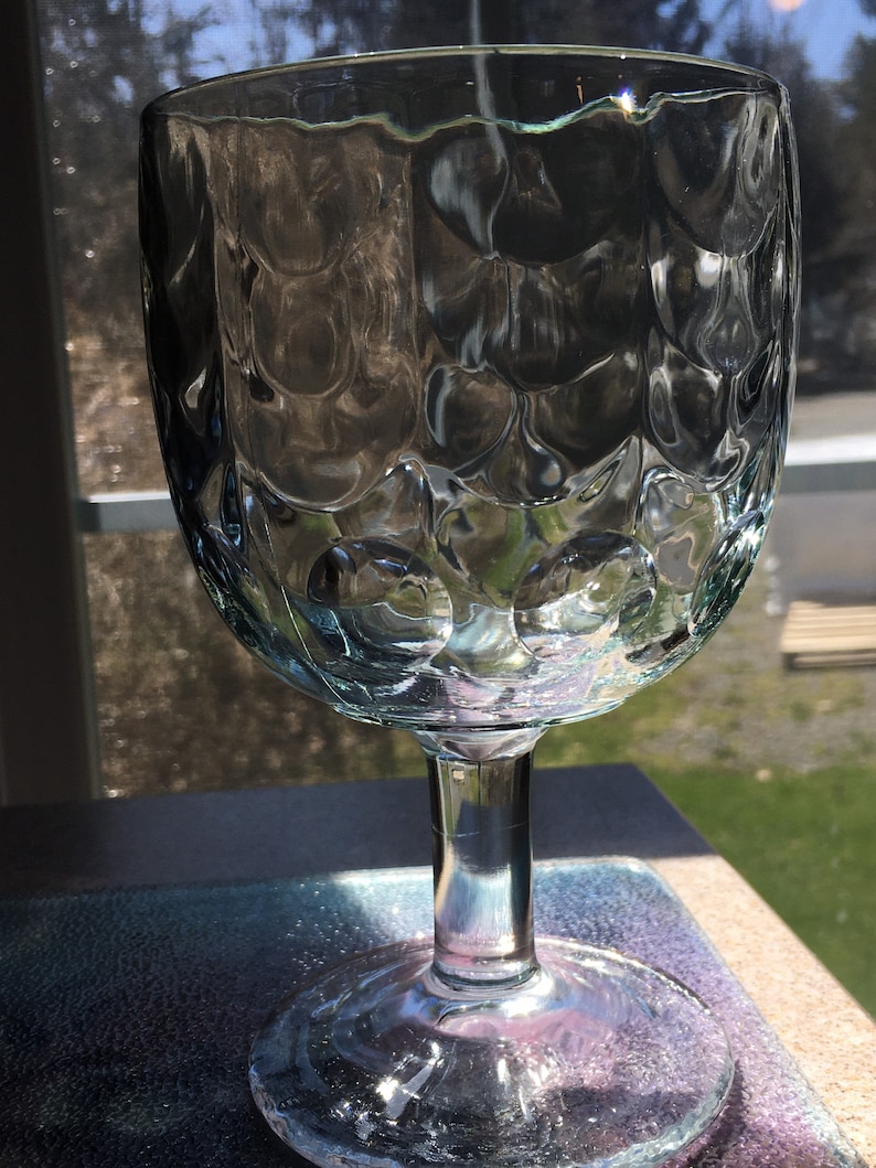 Vintage Bartlett Collins Clear Wavy Thumbprint Goblet/glass - Etsy