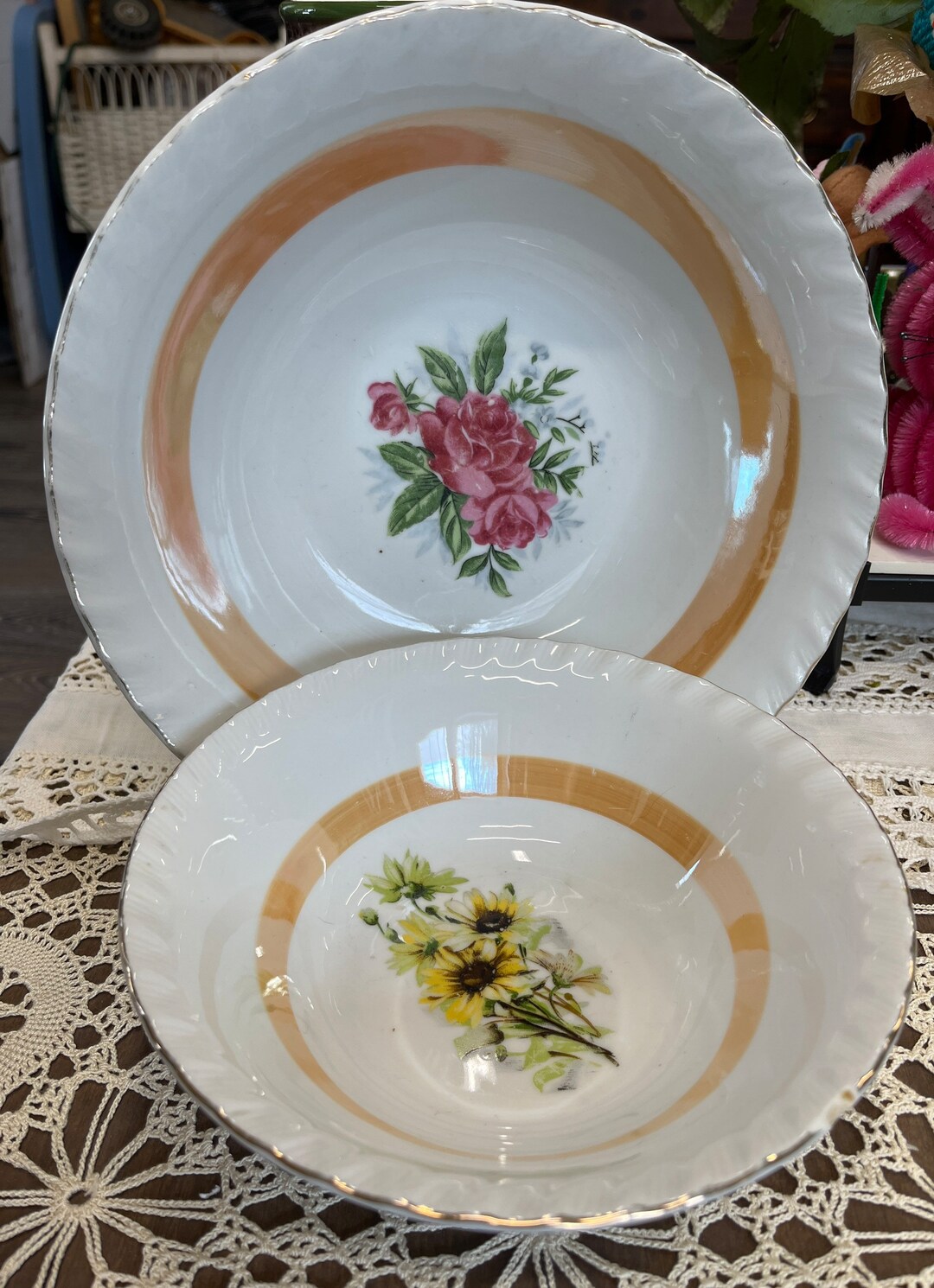 Vintage Lusterware Serving Bowls Veggie Bowls Farmhouse Cottage ...