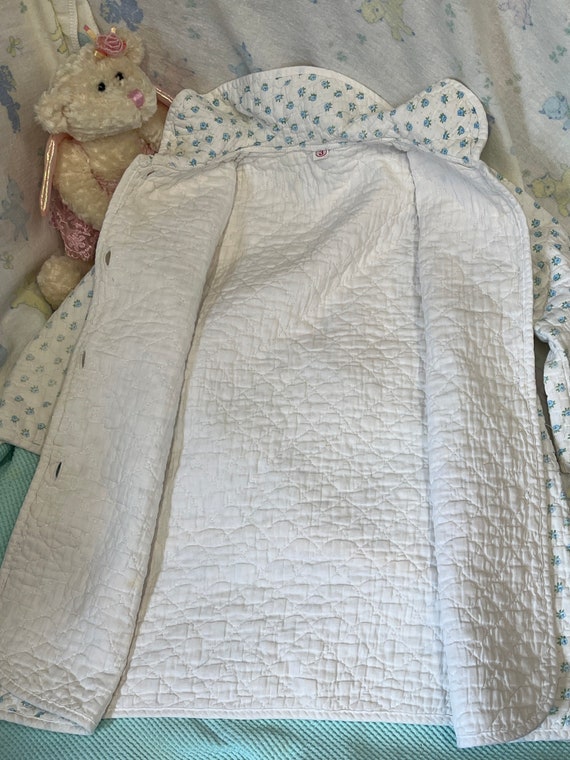 Vintage 1967 Girls Quilted Bathrobe Blue Rose Pattern… - Gem